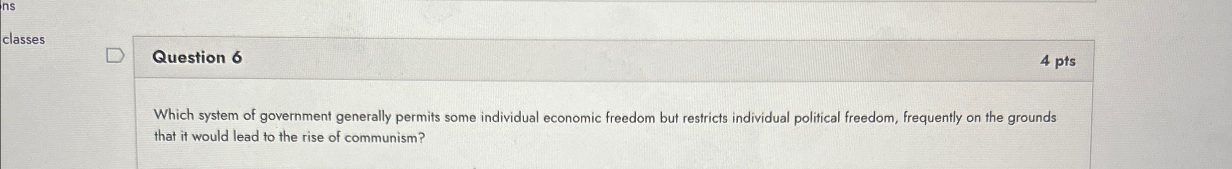 Solved Question 64 ﻿ptsWhich system of government generally | Chegg.com