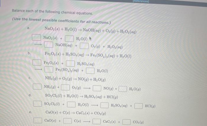 Solved Balance each of the following chemical equations. | Chegg.com