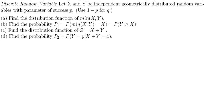 Solved Discrete Random Variable Let X and Y be independent | Chegg.com