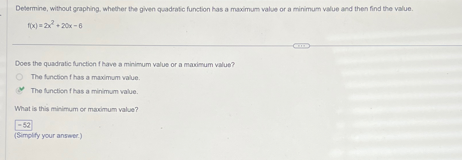 Solved Determine, without graphing, whether the given | Chegg.com