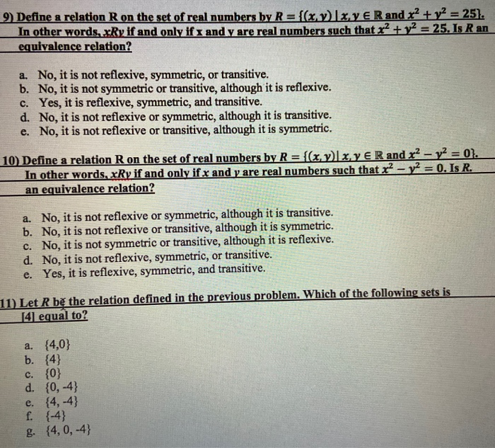 Solved 2 Define a relation R on the set of real numbers by R | Chegg.com