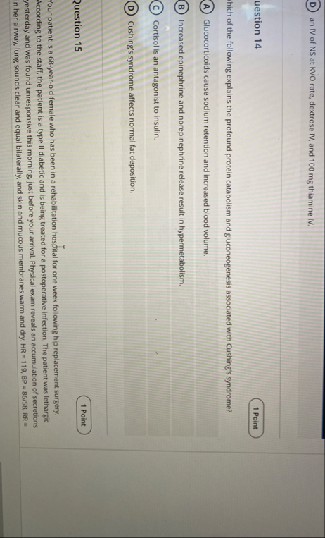 Solved (D) ﻿an IV of NS at KVO rate, dextrose IV, ﻿and 100 | Chegg.com