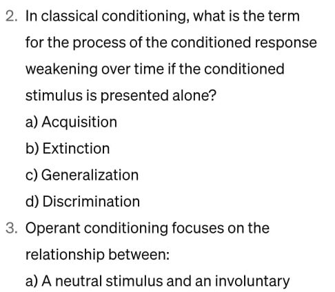 Solved In classical conditioning, what is the term for the | Chegg.com