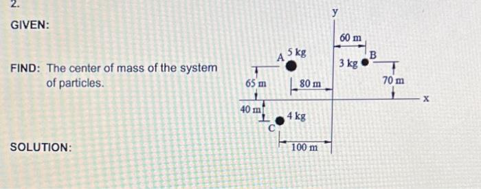 Solved FIND: The center of mass of the system of particles. | Chegg.com