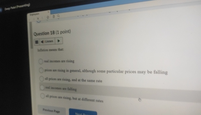 Solved Deppied (anetingQuestion 18 (1 ﻿point)Inflation means | Chegg.com