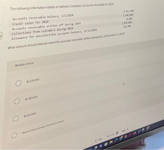 Solved Multiple Choice $1,225,000 $1,283,000 51,023,000 | Chegg.com