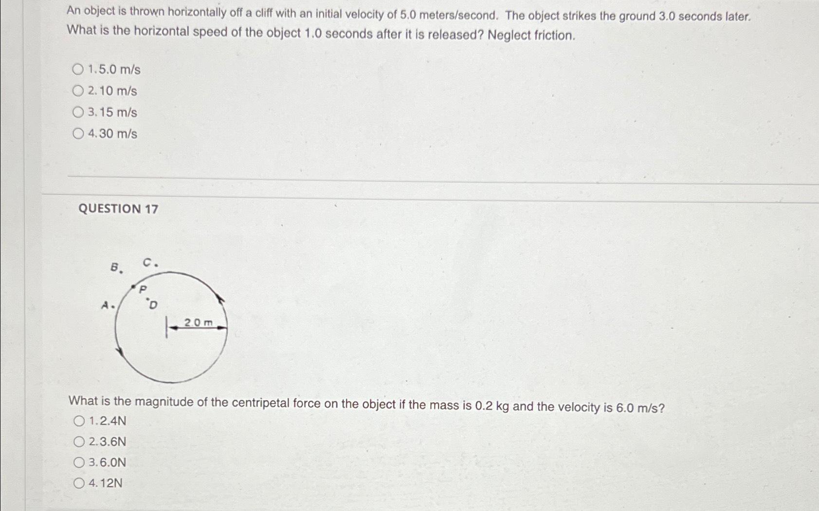 Solved An object is thrown horizontally off a cliff with an | Chegg.com