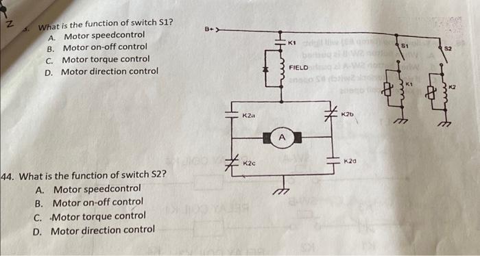 Solved N 3. What is the function of switch S1? A. Motor | Chegg.com