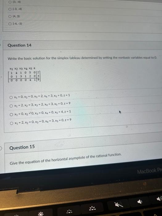 Solved Question 14 Write the basic solution for the simplex | Chegg.com