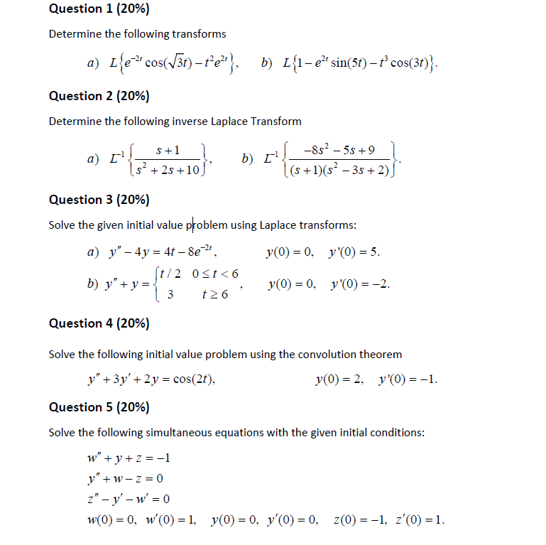 Solved Question 1 (20%)Determine the following | Chegg.com