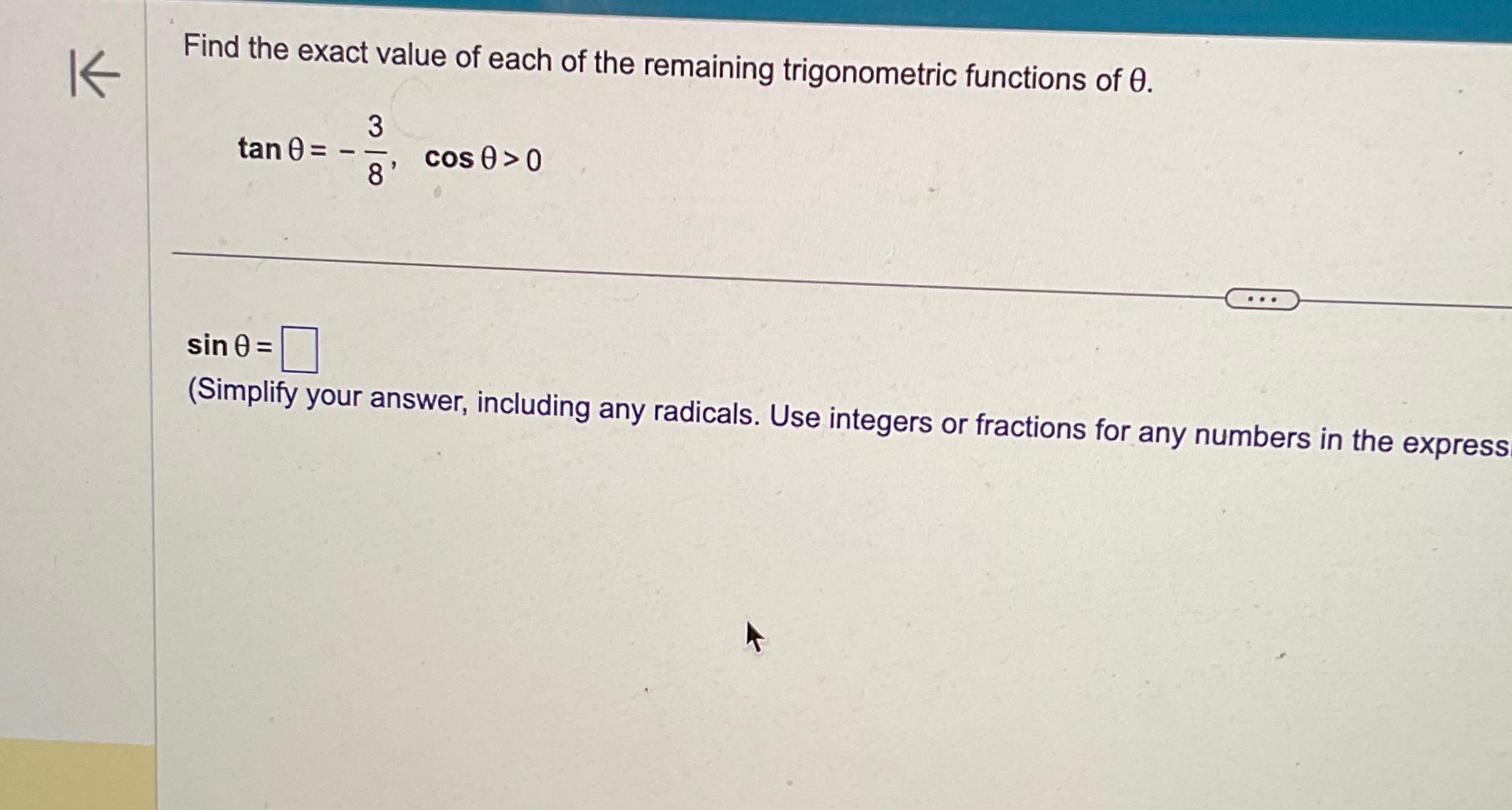 Solved Find the exact value of each of the remaining | Chegg.com
