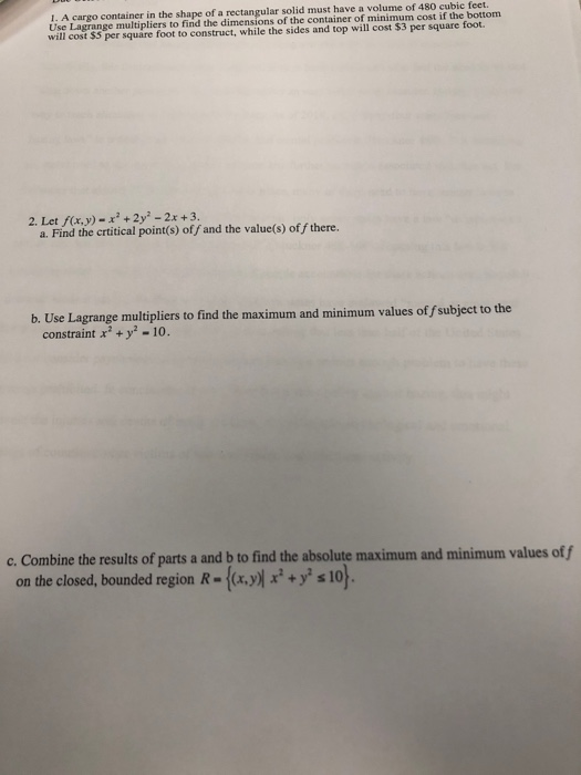 Solved 1. A cargo container in the shape of a rectangular | Chegg.com