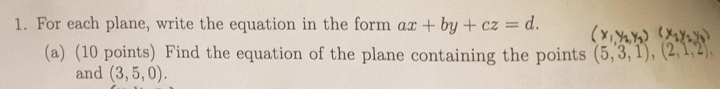 Solved For each plane, write the equation in the form | Chegg.com