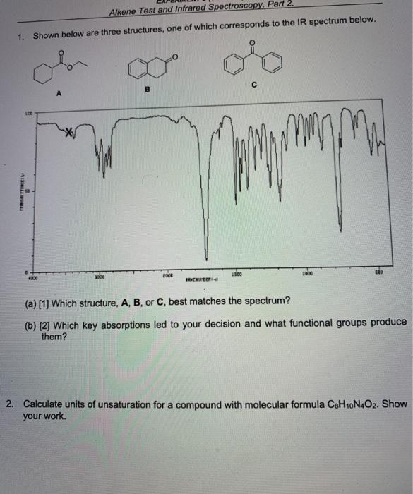 Solved Alkene Test and Infrared Spectroscopy. Part 2. 1. | Chegg.com