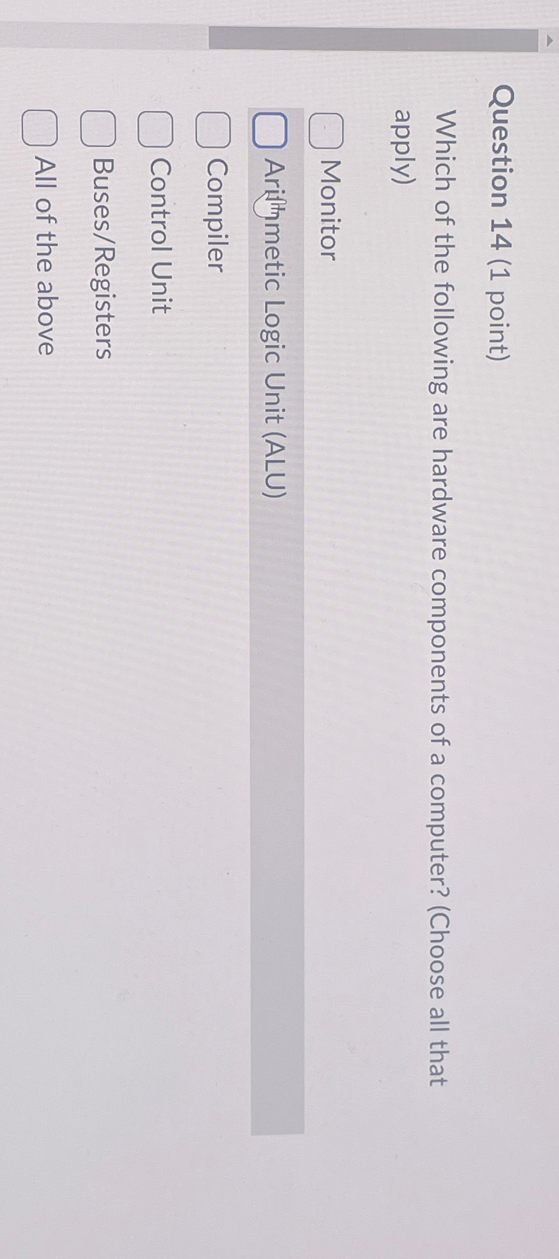 Solved Question 14 (1 ﻿point)Which of the following are | Chegg.com