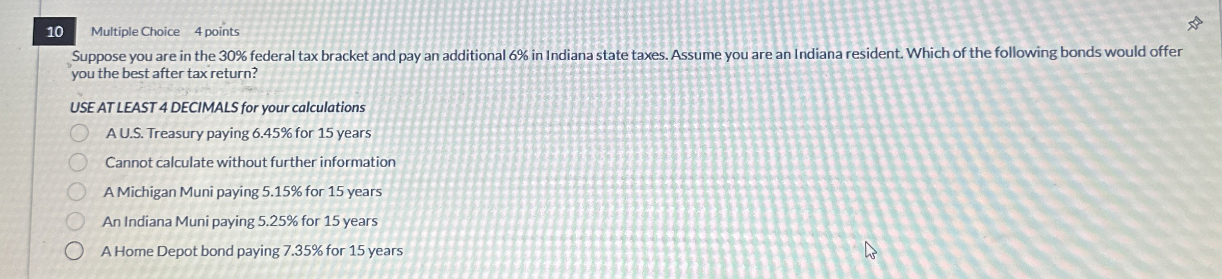 Solved 10Multiple Choice4 ﻿pointsSuppose you are in the 30% | Chegg.com