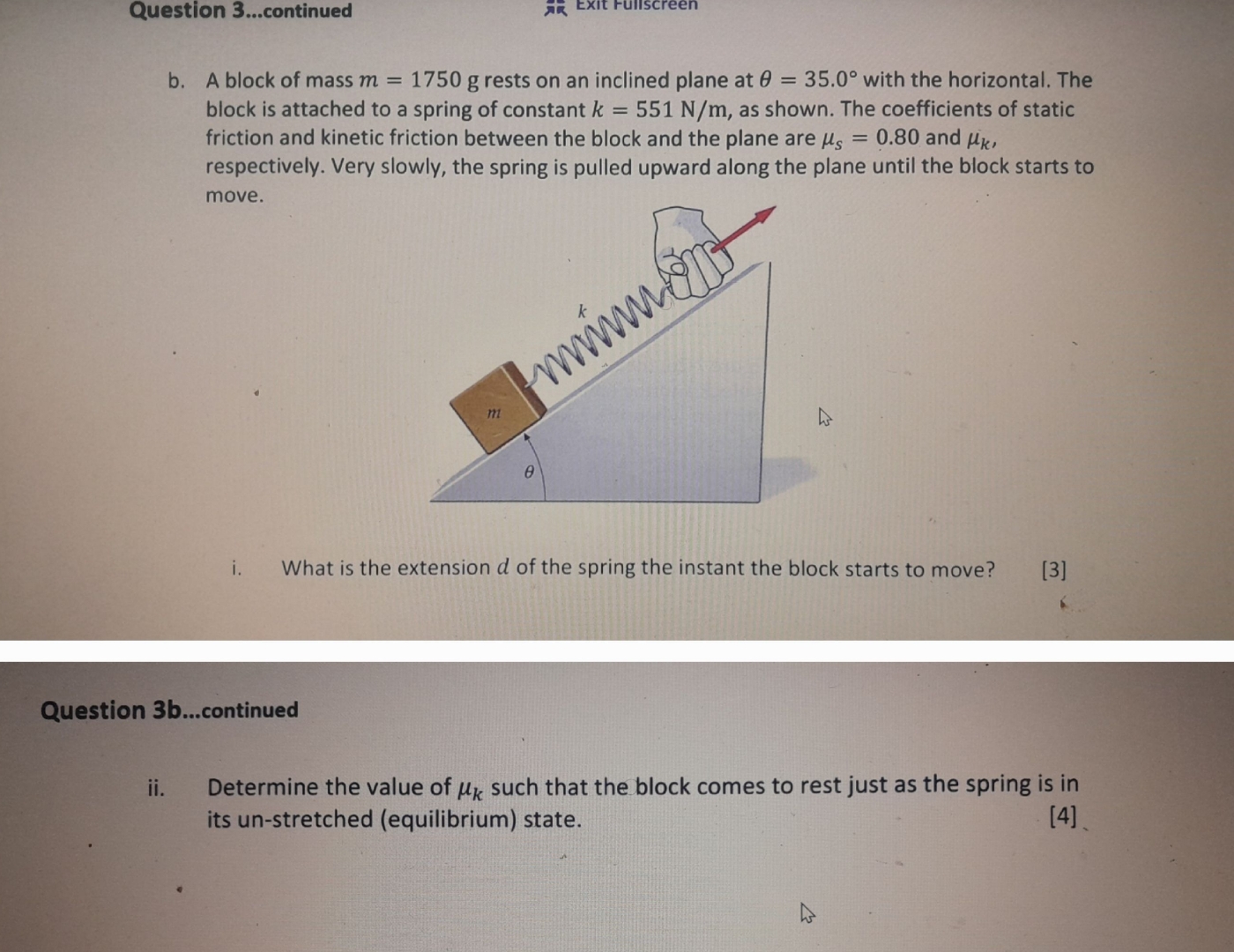 Solved Question 3...continued Exit Fullscreen b. A block of | Chegg.com