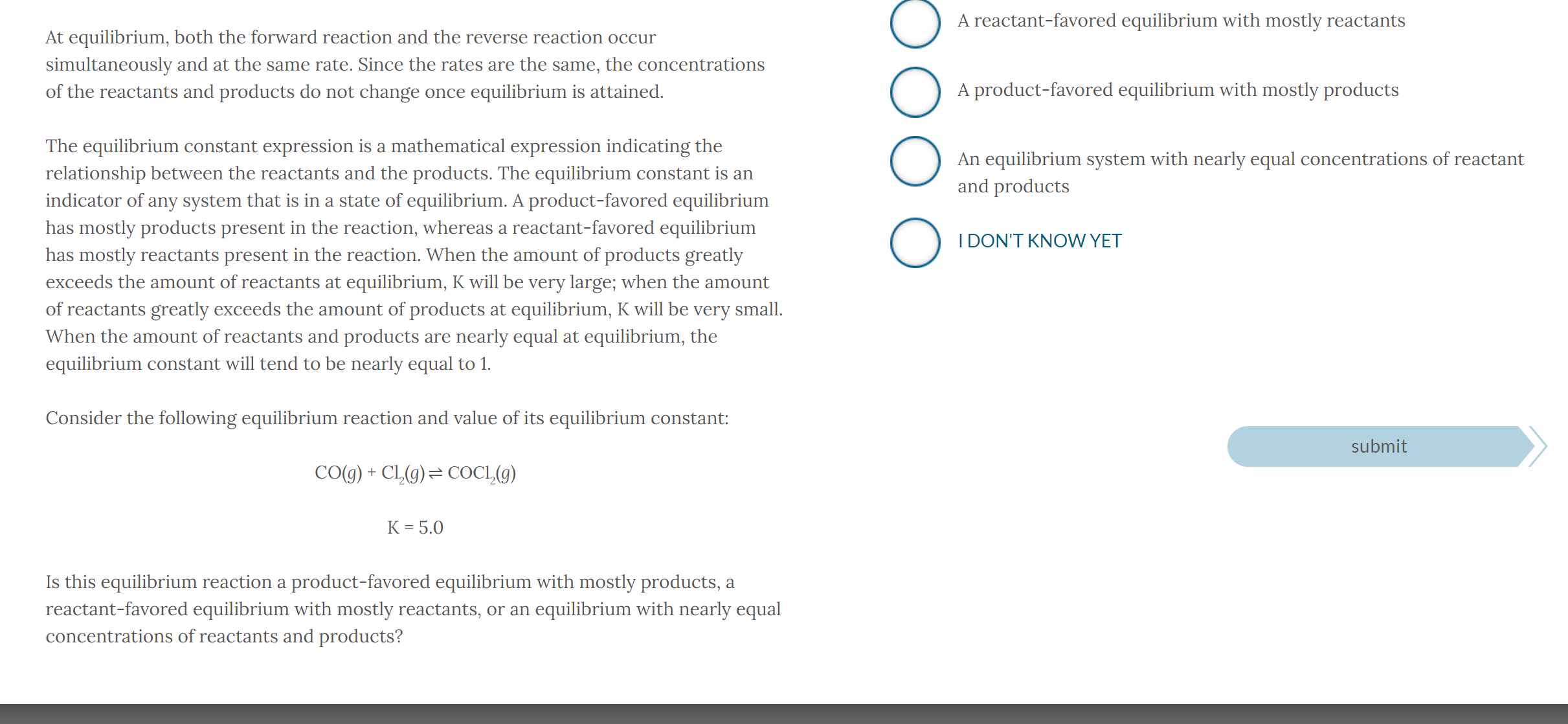 Solved A reactant-favored equilibrium with mostly reactantsA | Chegg.com