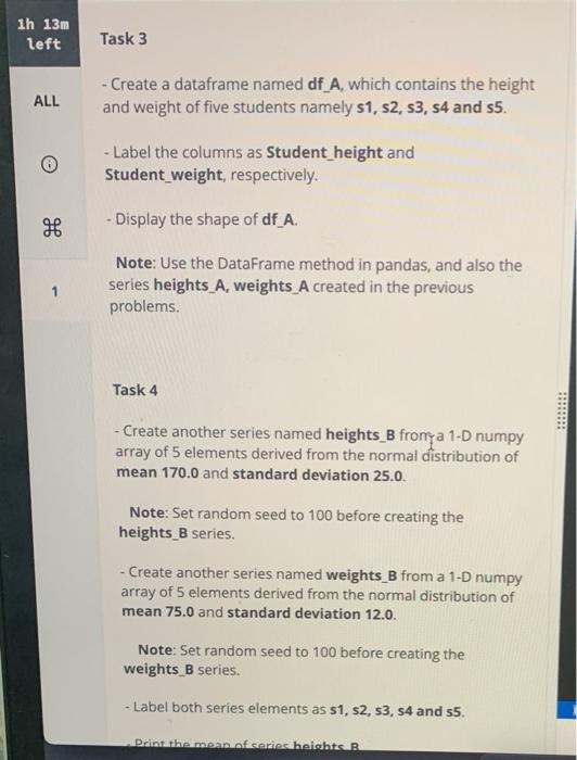 Solved 1 Python Pandas 1 Data Structures In Pandas