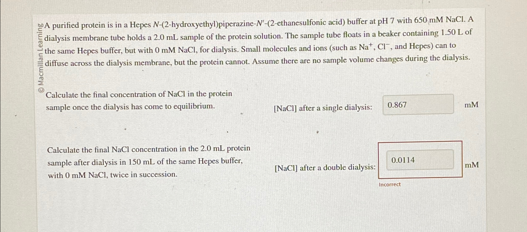 Solved on A purified protein is in a Hepes | Chegg.com