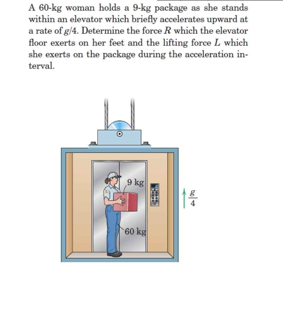 Solved A 60-kg woman holds a 9-kg package as she stands | Chegg.com Solved A 60-kg woman holds a 9-kg package as she stands | Chegg.com
