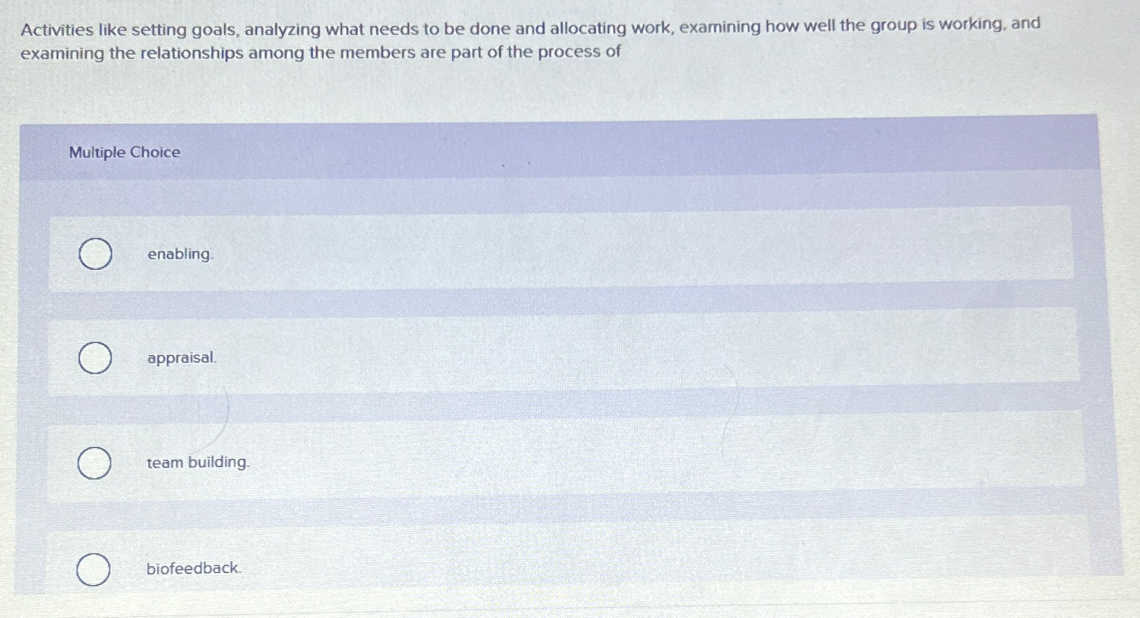 Solved Activities like setting goals, analyzing what needs | Chegg.com