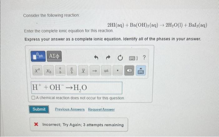 Solved Consider the following reaction: | Chegg.com