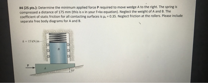 Solved 4 25 Pts Determine The Minimum Applied Force P