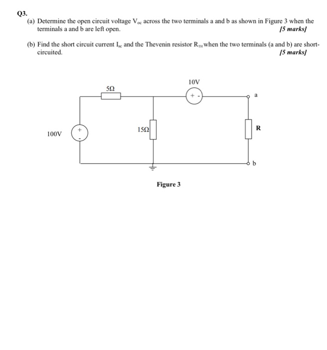Solved Q3. (a) Determine the open circuit voltage Vos across | Chegg.com