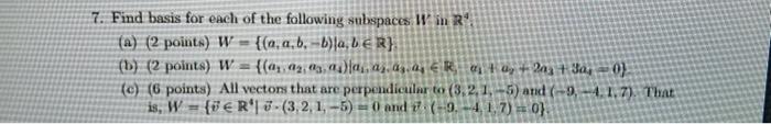 Solved Find basis for each of the following subspaces W1 in | Chegg.com