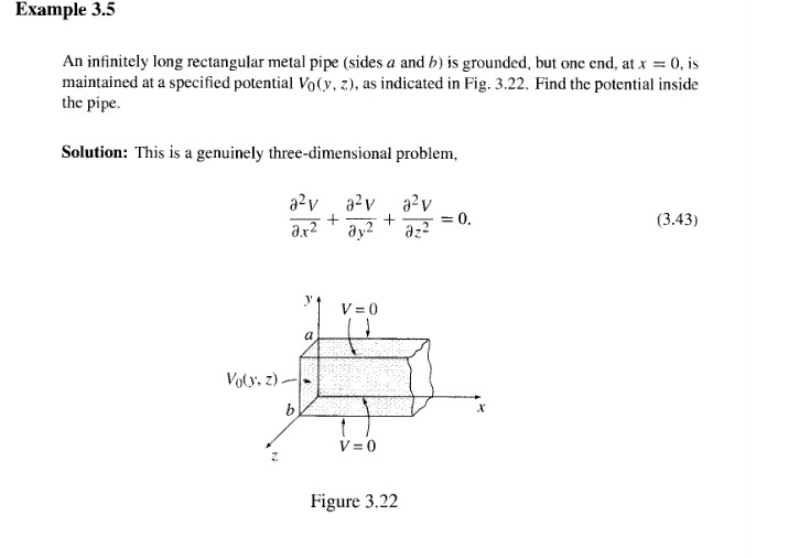 Solved Example 3.5An infinitely long rectangular metal pipe | Chegg.com