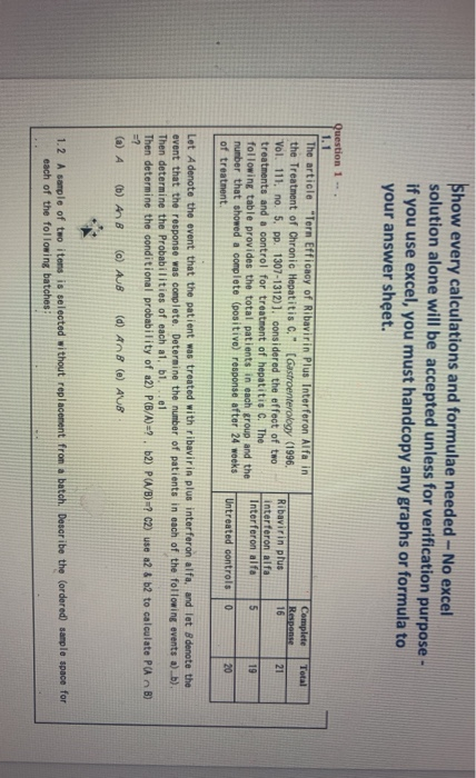 Solved Show every calculations and formulae needed - No | Chegg.com