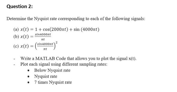 Solved please write a matlab code to plot all these signals | Chegg.com