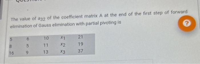 Solved The value of a32 of the coefficient matrix A at the | Chegg.com
