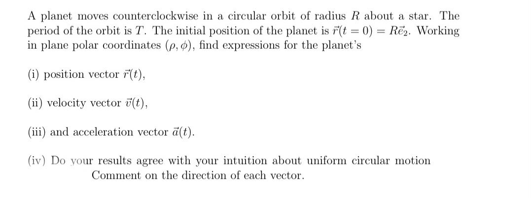 Solved A planet moves counterclockwise in a circular orbit | Chegg.com