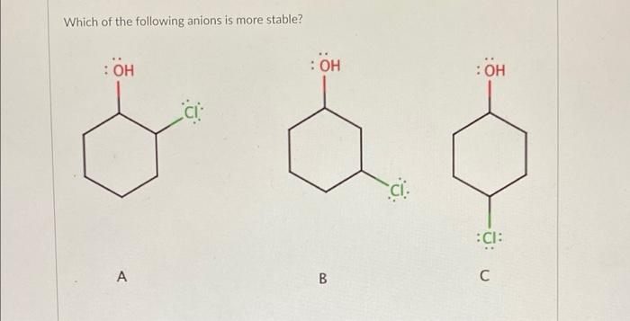 Solved Which of the following anions is more stable? CH CH A | Chegg.com