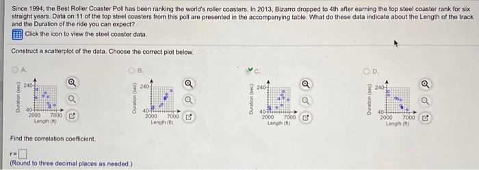 Solved Since 1994, the Best Roller Coaster Poll has been | Chegg.com
