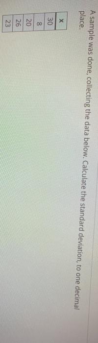 Solved A sample was done, collecting the data below. | Chegg.com