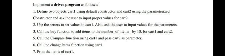 Solved Define a class "Cart" as described in the following | Chegg.com