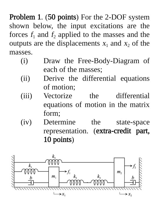Solved Problem 1. (50 points) For the 2-DOF system shown | Chegg.com