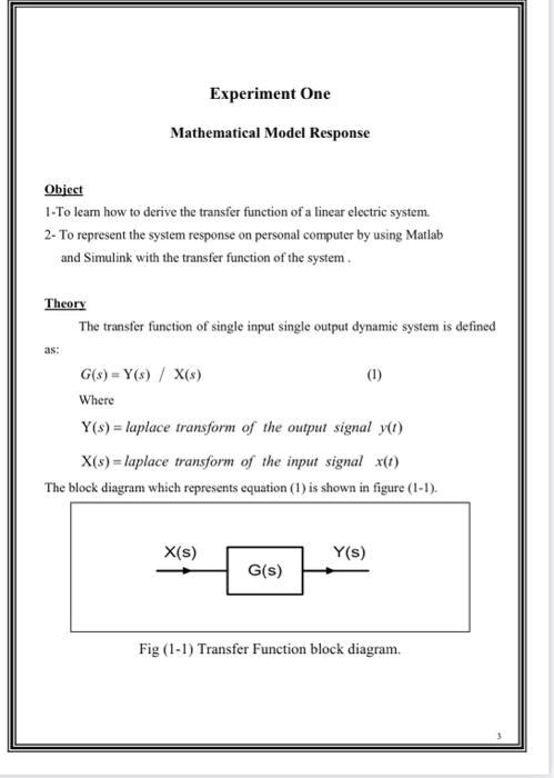 Mathematical Model Response Object 1-To leam how to | Chegg.com