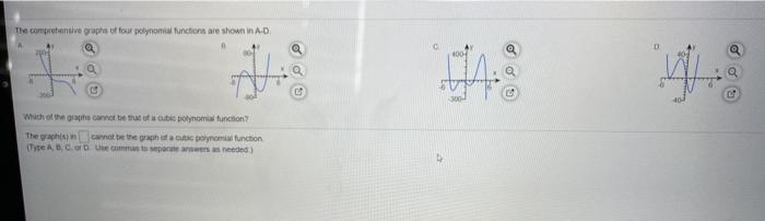 Solved The comprehensive graphs of four polynomial functions | Chegg.com
