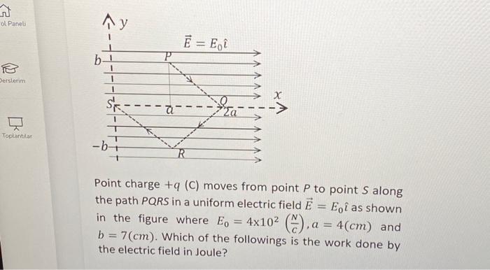 Solved Point charge +q (C) moves from point P to point S | Chegg.com