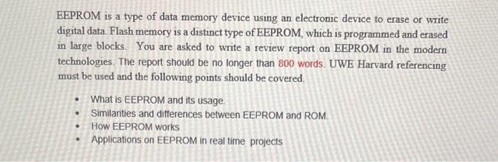 Solved EEPROM is a type of data memory device using an | Chegg.com