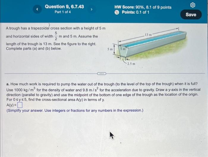 Solved A trough has a trapezoidal cross section with a | Chegg.com