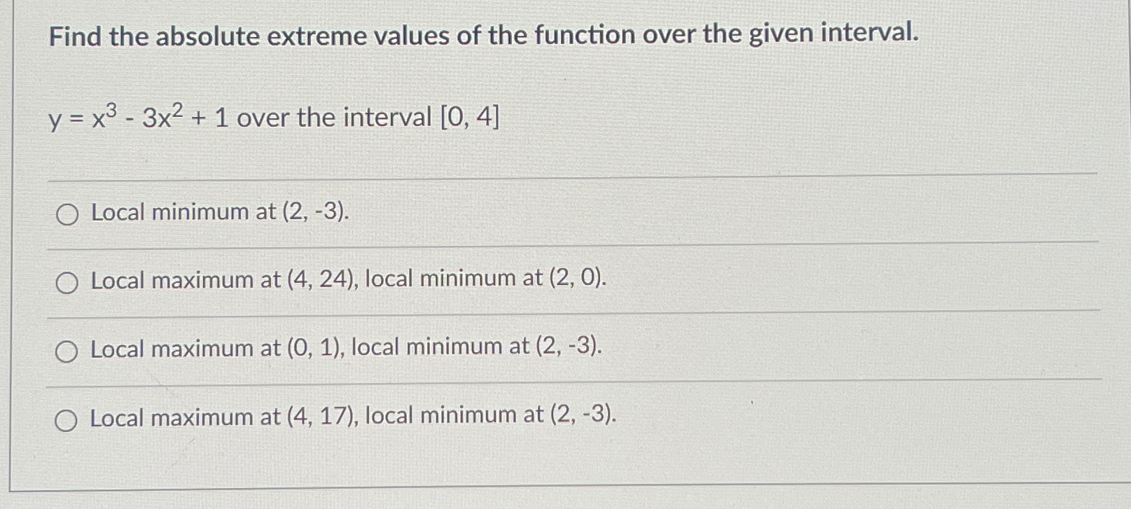 Find the absolute extreme values of the function over | Chegg.com