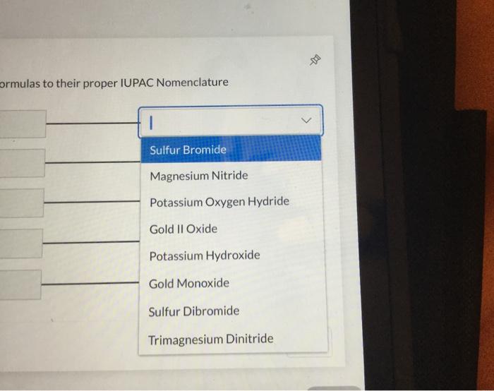 Solved 6 2 points Match each of the following formulas to | Chegg.com
