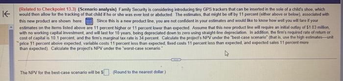 Solved (Related to Checkpoint 13.3) (Scenario analysis) | Chegg.com