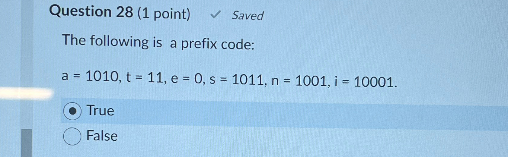 Solved Question 28 (1 ﻿point) ﻿SavedThe following is a | Chegg.com