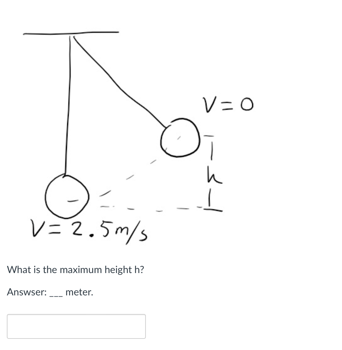 Solved What is the maximum height h ?Answser: _-- ﻿meter. | Chegg.com